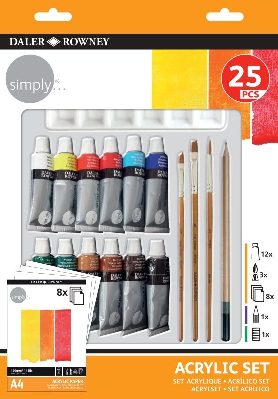 Fournisseur Grossiste Daler-Rowney Simply Acrylic Art Set - 25 Pack